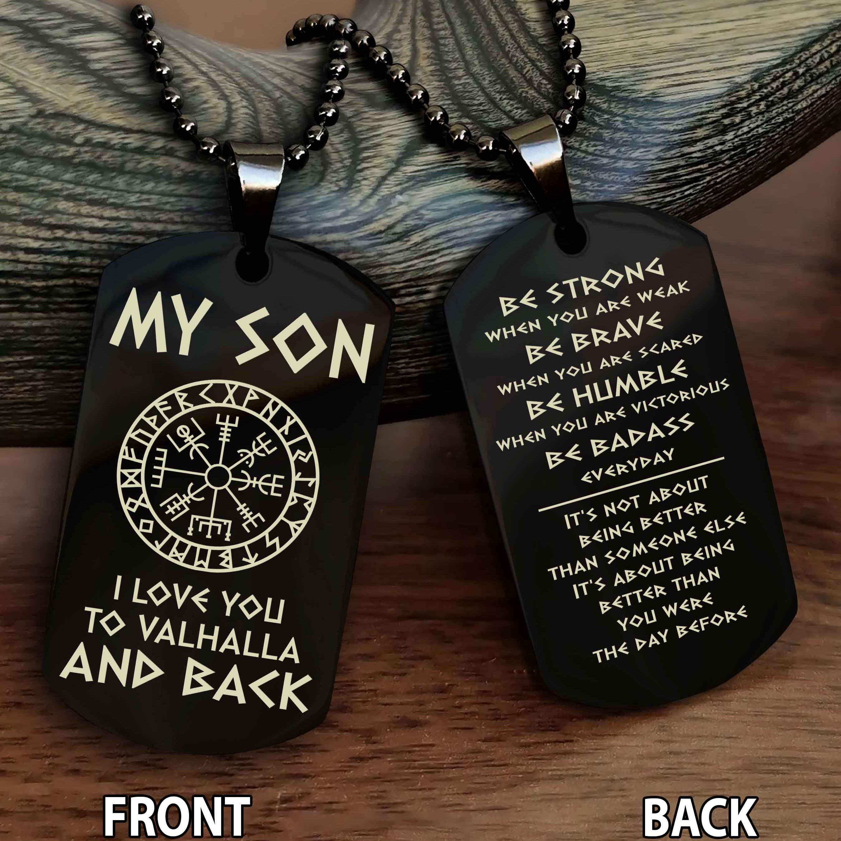 Viking engraved double sided dog tag bracelet dad to son – WayOfHome